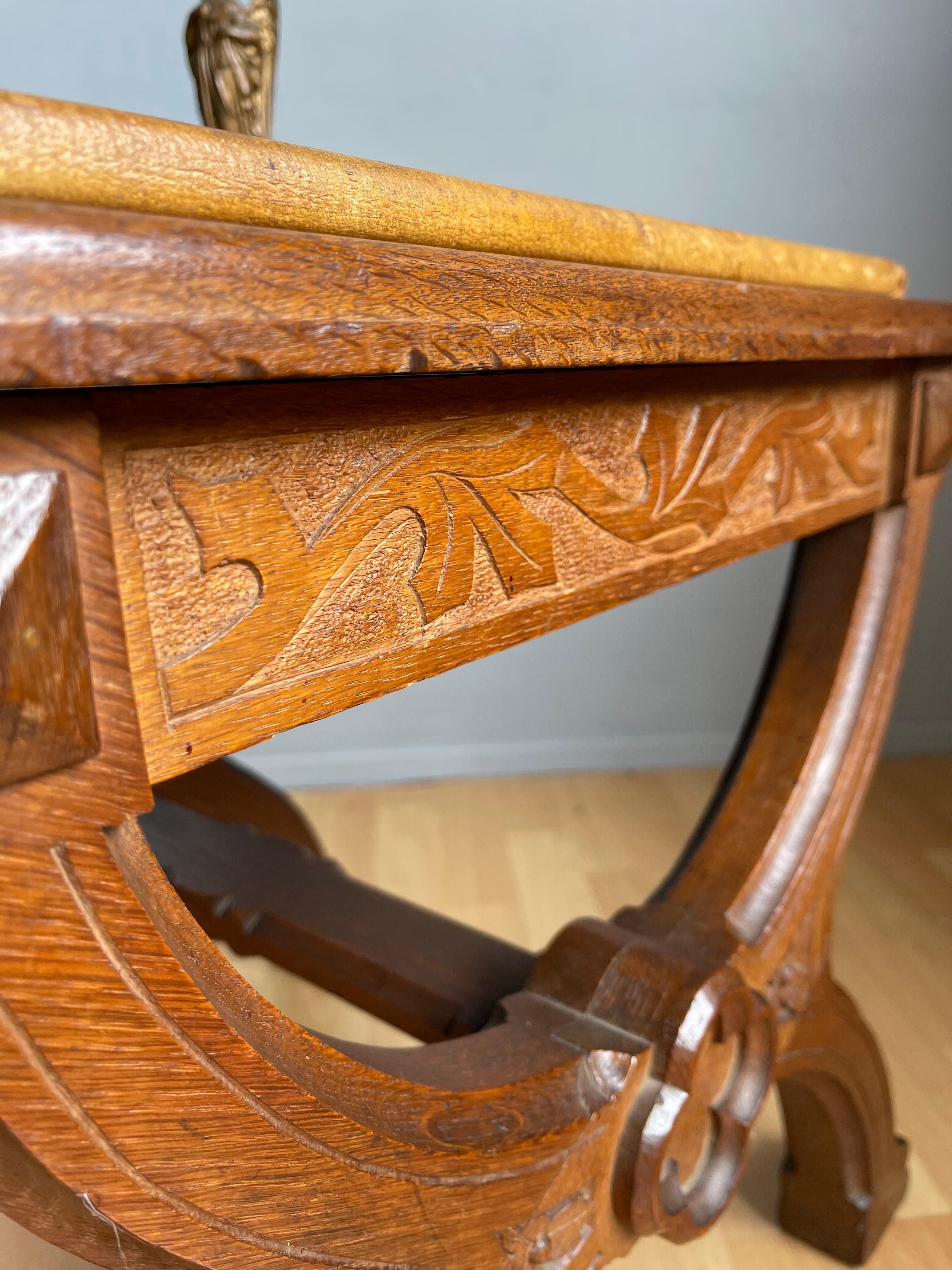 Rare 19th Century Oak Gothic Revival End Table or Coffee Table w ...