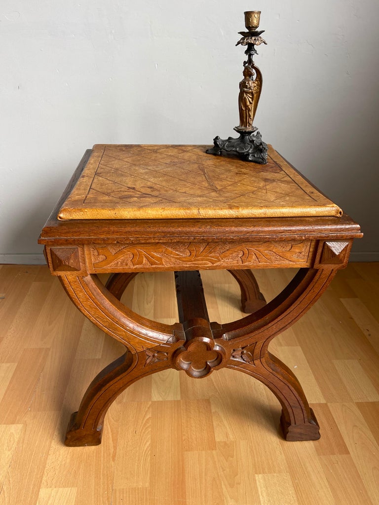 Rare 19th Century Oak Gothic Revival End Table or Coffee Table w ...