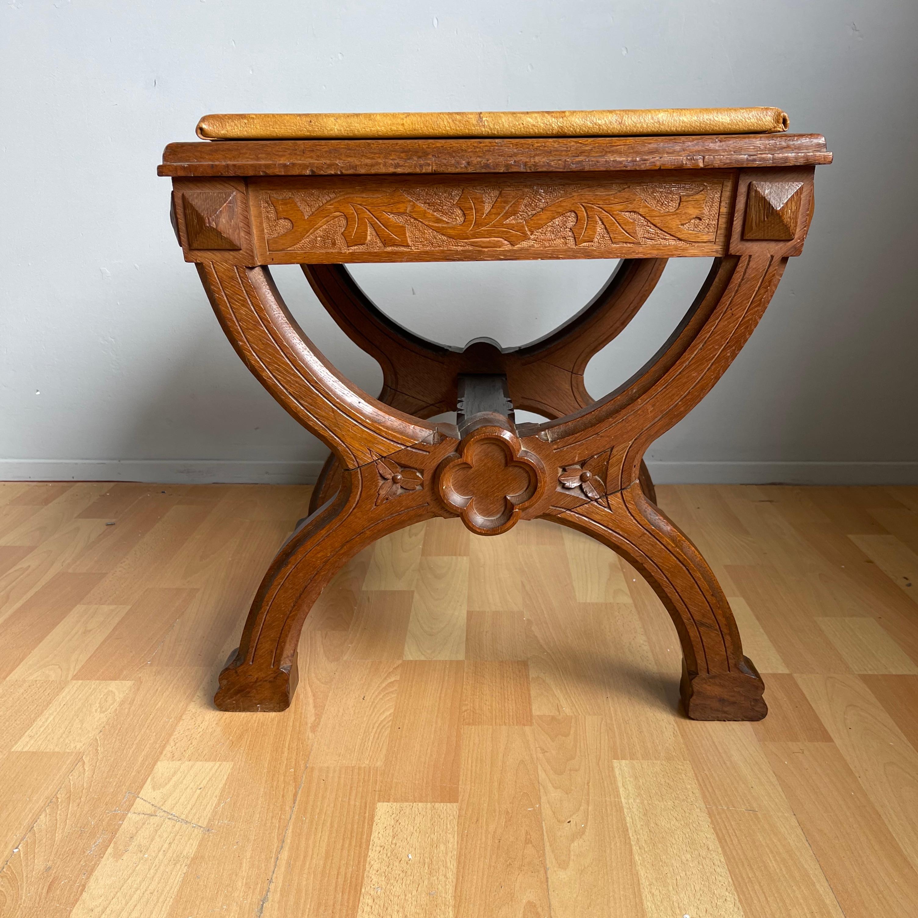 Rare 19th Century Oak Gothic Revival End Table or Coffee Table w ...