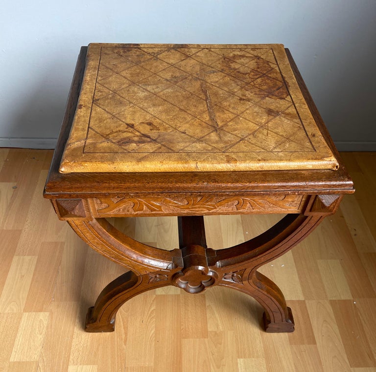 Rare 19th Century Oak Gothic Revival End Table or Coffee Table w ...