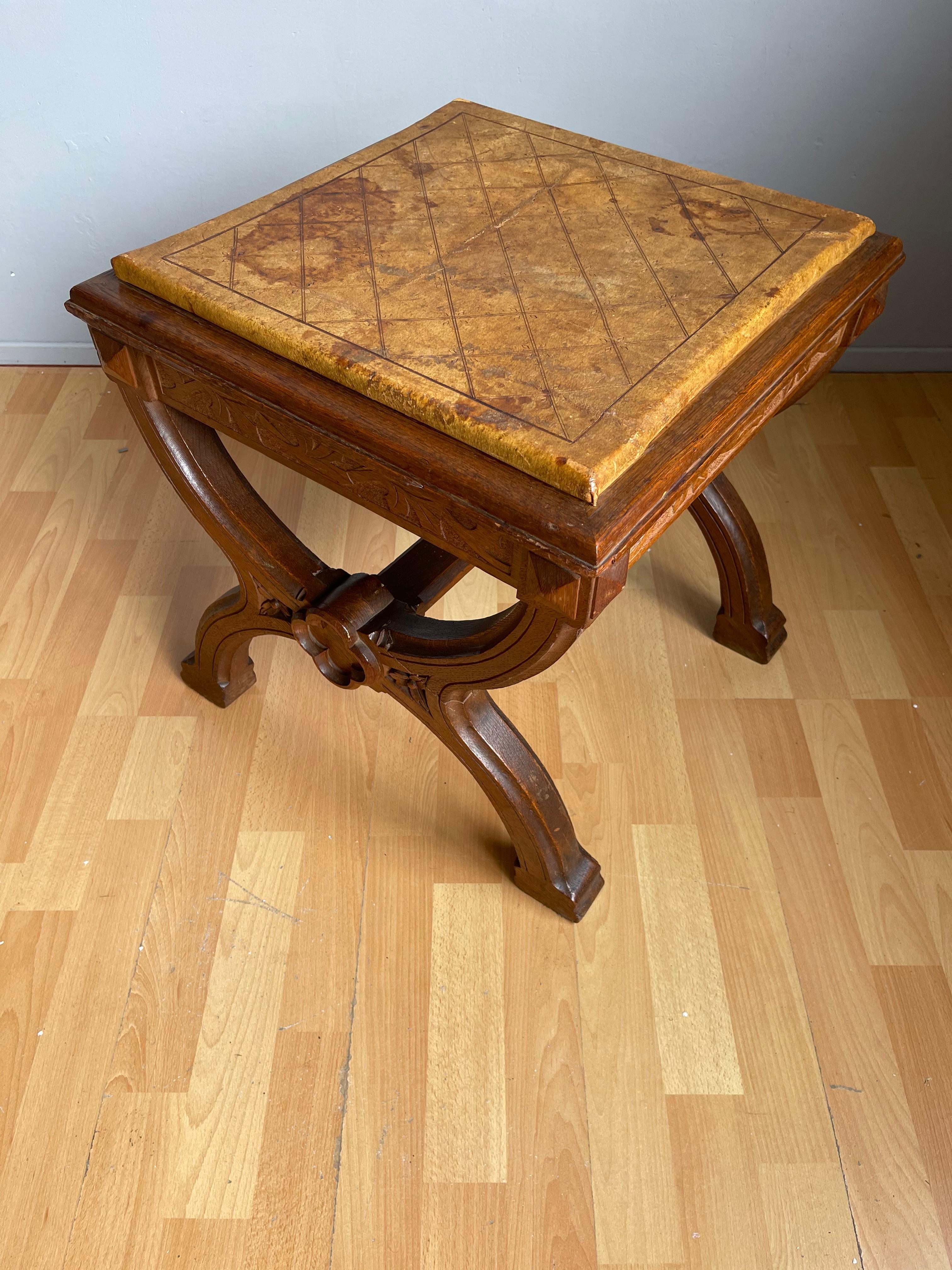 Rare 19th Century Oak Gothic Revival End Table or Coffee Table w ...