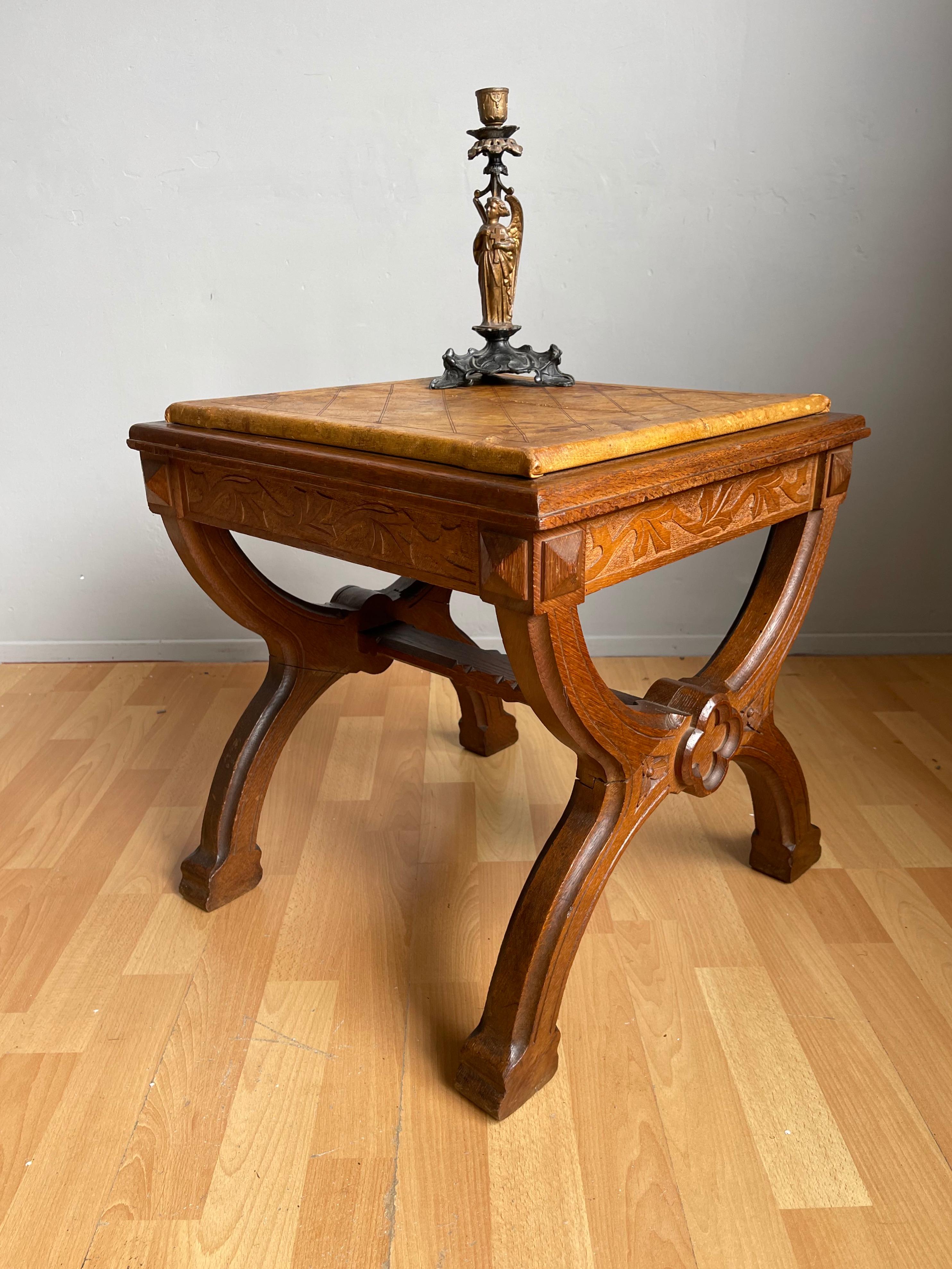 Rare 19th Century Oak Gothic Revival End Table or Coffee Table w ...