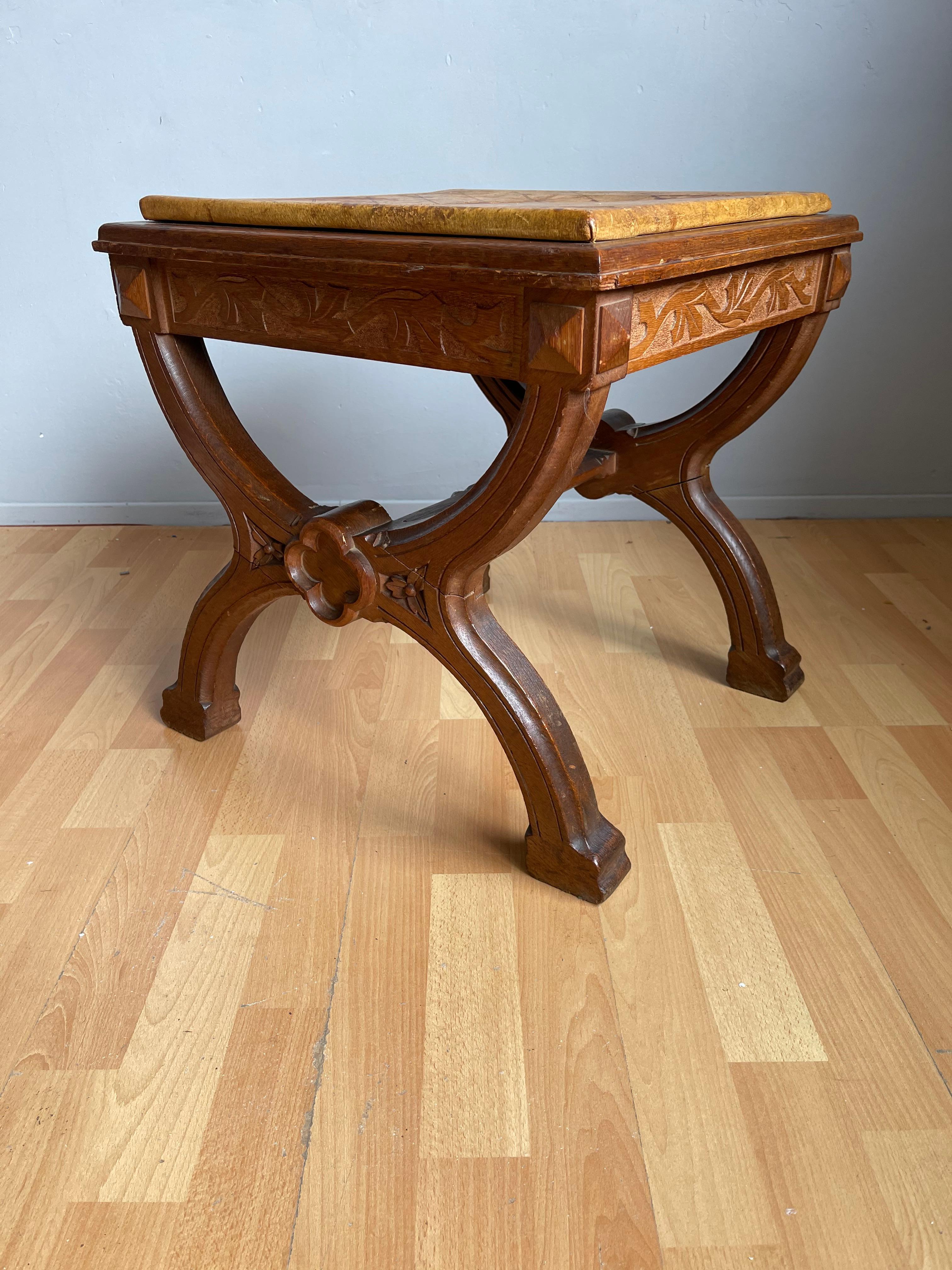 Rare 19th Century Oak Gothic Revival End Table or Coffee Table w ...