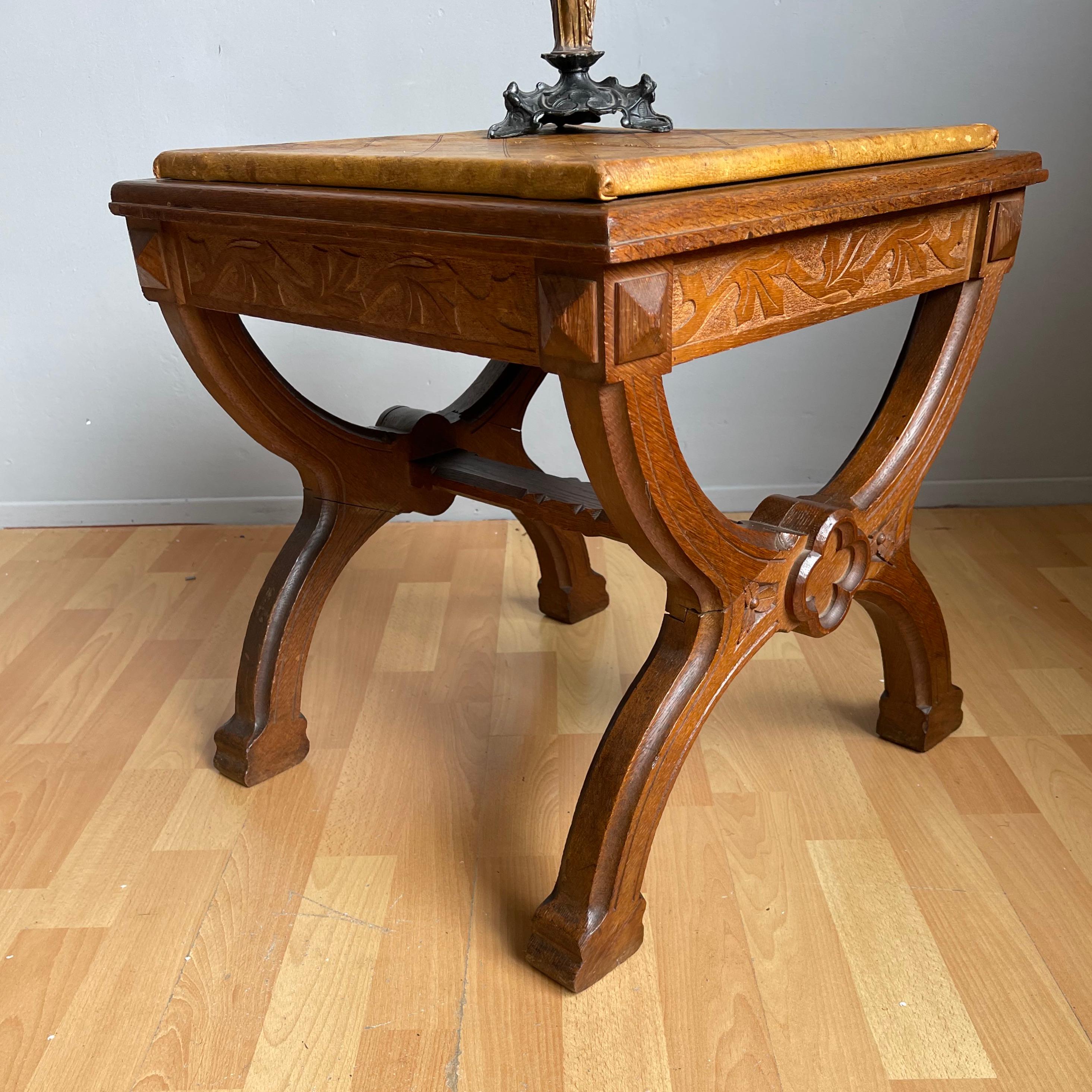 Rare 19th Century Oak Gothic Revival End Table or Coffee Table w ...