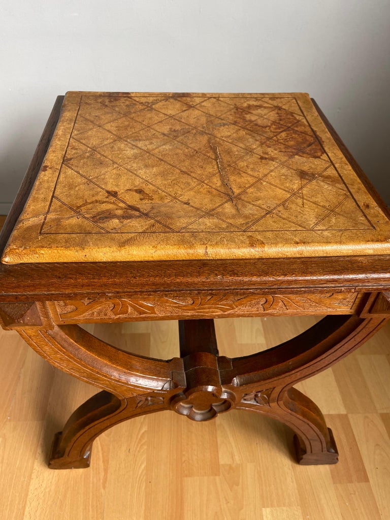Rare 19th Century Oak Gothic Revival End Table or Coffee Table w ...