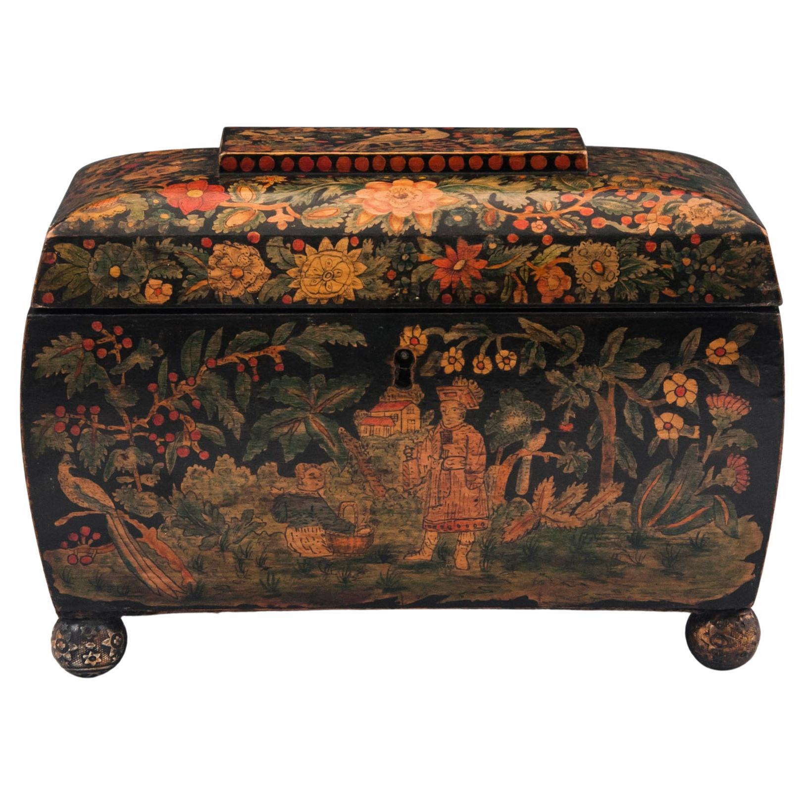 Rare 19th Century Antique Black Walnut Tea Caddy For Sale at 1stDibs