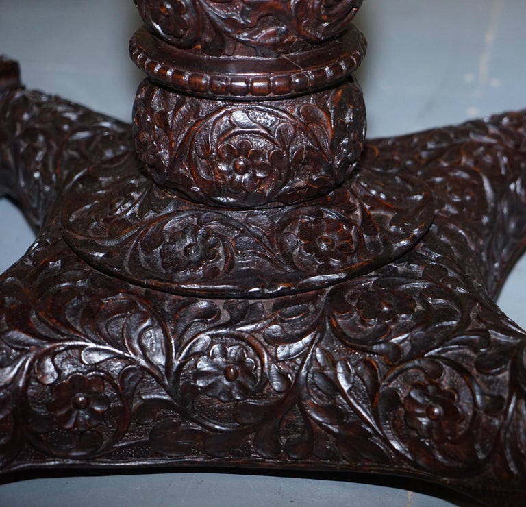 Rare 19th Century Anglo Indian Padauk Table Hand Carved Hardwood Lions ...