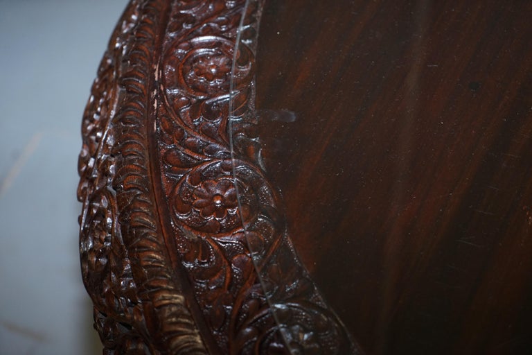 Rare 19th Century Anglo Indian Padauk Table Hand Carved Hardwood Lions ...