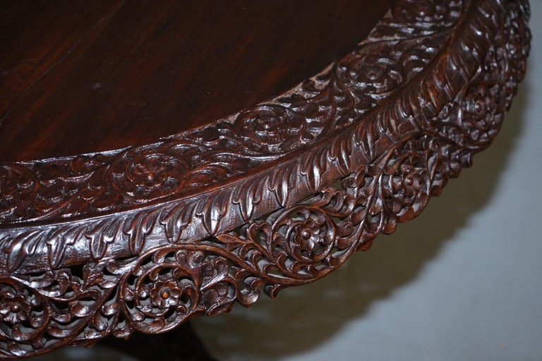 Rare 19th Century Anglo Indian Padauk Table Hand Carved Hardwood Lions ...