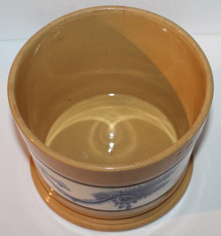 Rare 19th Century Mocha Yellow Ware Butter Tub at 1stDibs