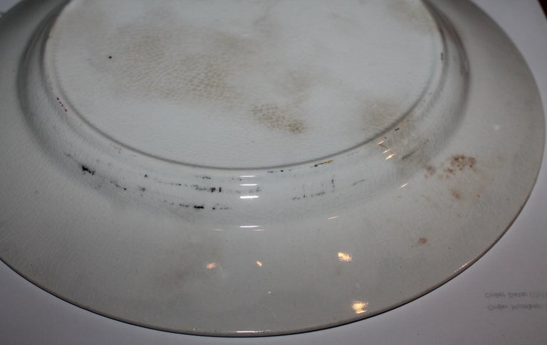 Rare 19th Century Stick Spatter Rabbit Plate For Sale at 1stDibs