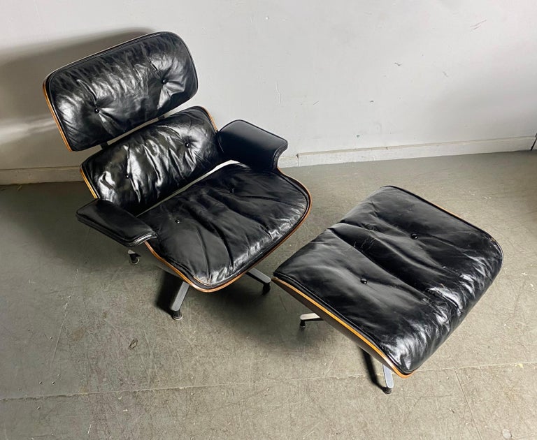 Rare 1st Generation Eames Lounge Chair and Ottoman, Brazilian Rosewood ...