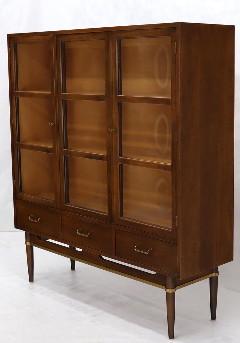 Rare 3 Bubble Glass Doors Mid-Century Modern Bookcase Wall Unit Display ...