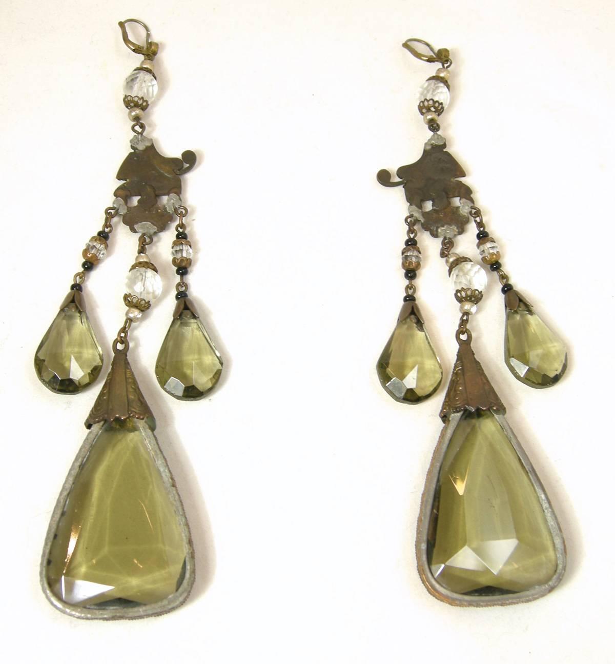 Rare 6” Vintage Art Deco Czech Egyptian Revival Sphinx Earrings For ...