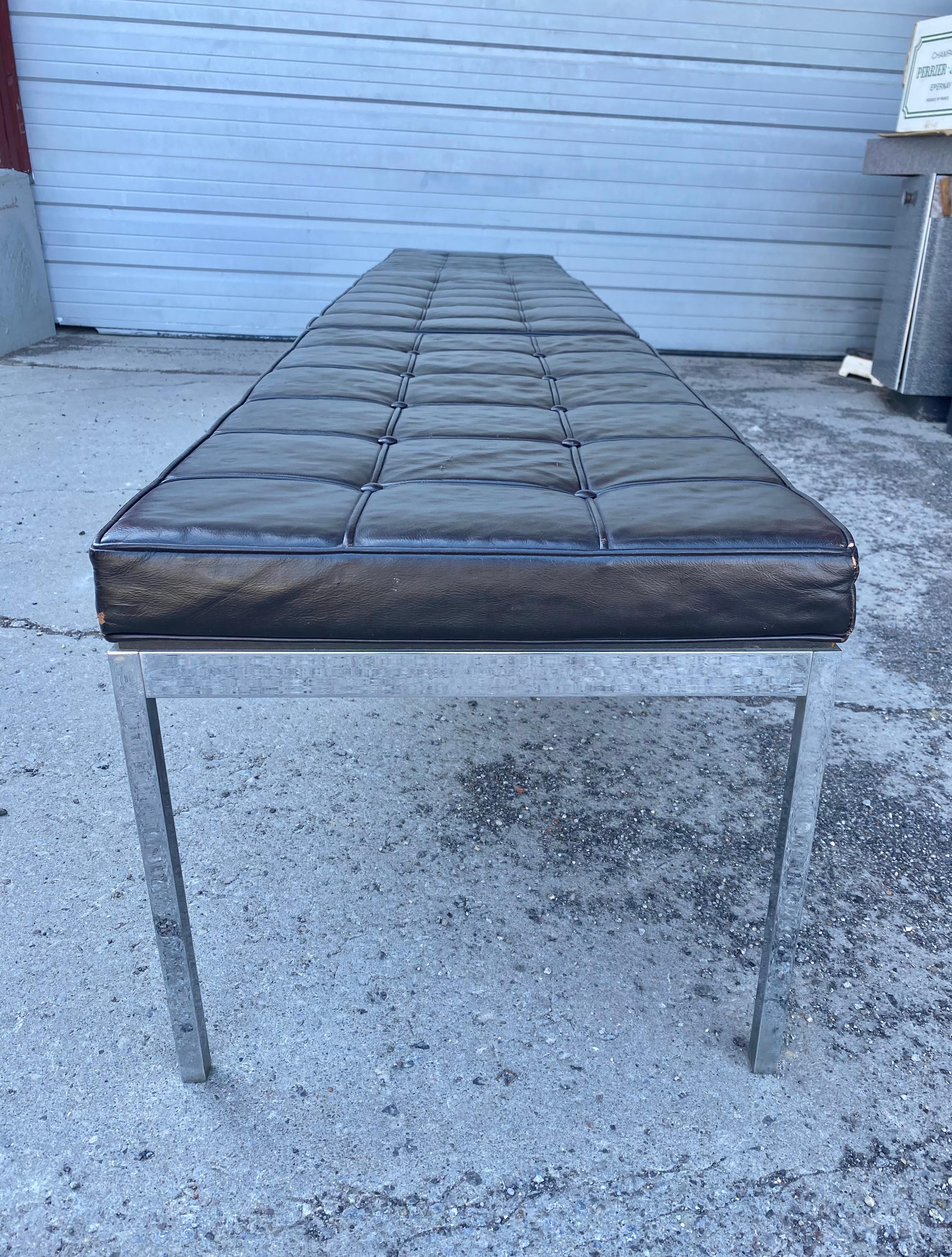 Rare 9 Foot Tufted Leather Bench by Florence Knoll for Knoll.early ...