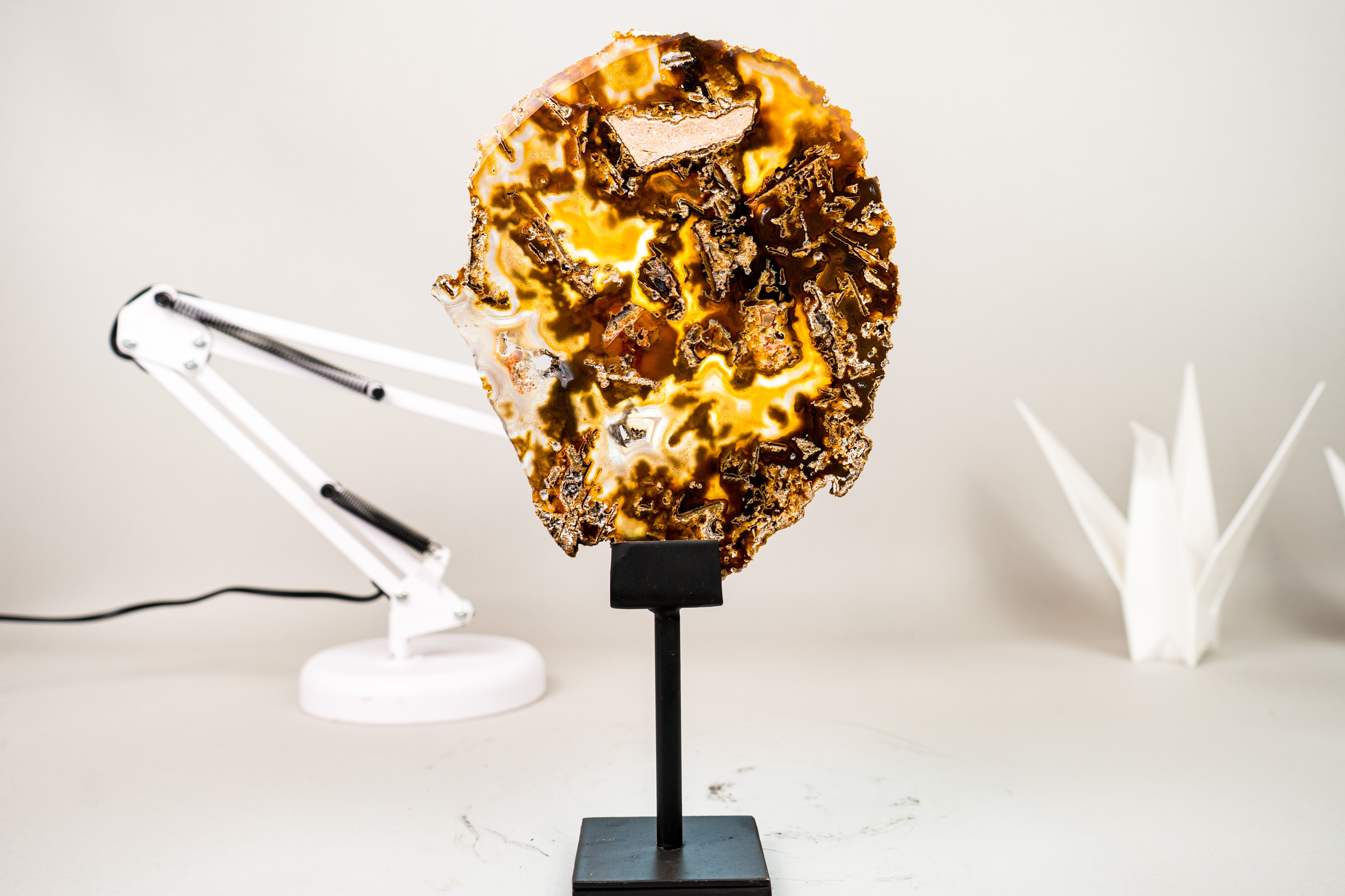 Citrine Geode with Stalactite Flower Formations and Deep Orange Citrine ...
