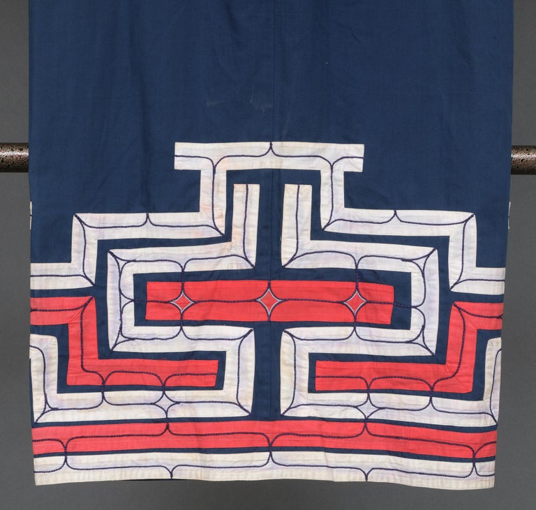 Rare Ainu Navy Cotton Robe Featuring Wide Appliquéd Geometric Bands ...