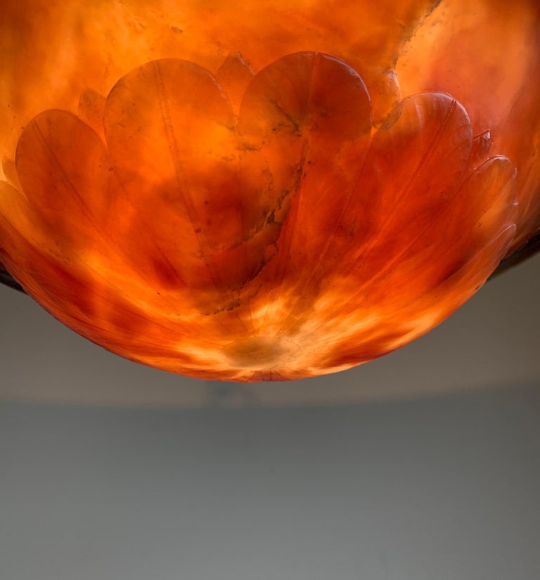 Great Alabaster Pendant with Stunning Hand-Carved Scrolling and Lava ...