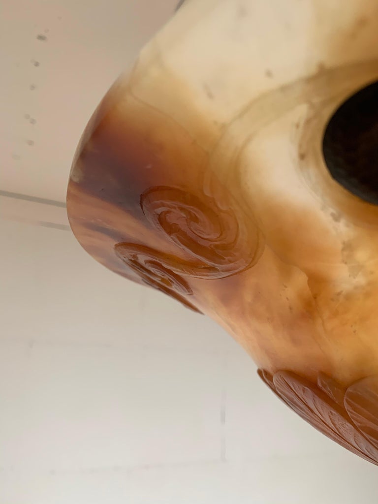 Great Alabaster Pendant with Stunning Hand-Carved Scrolling and Lava ...