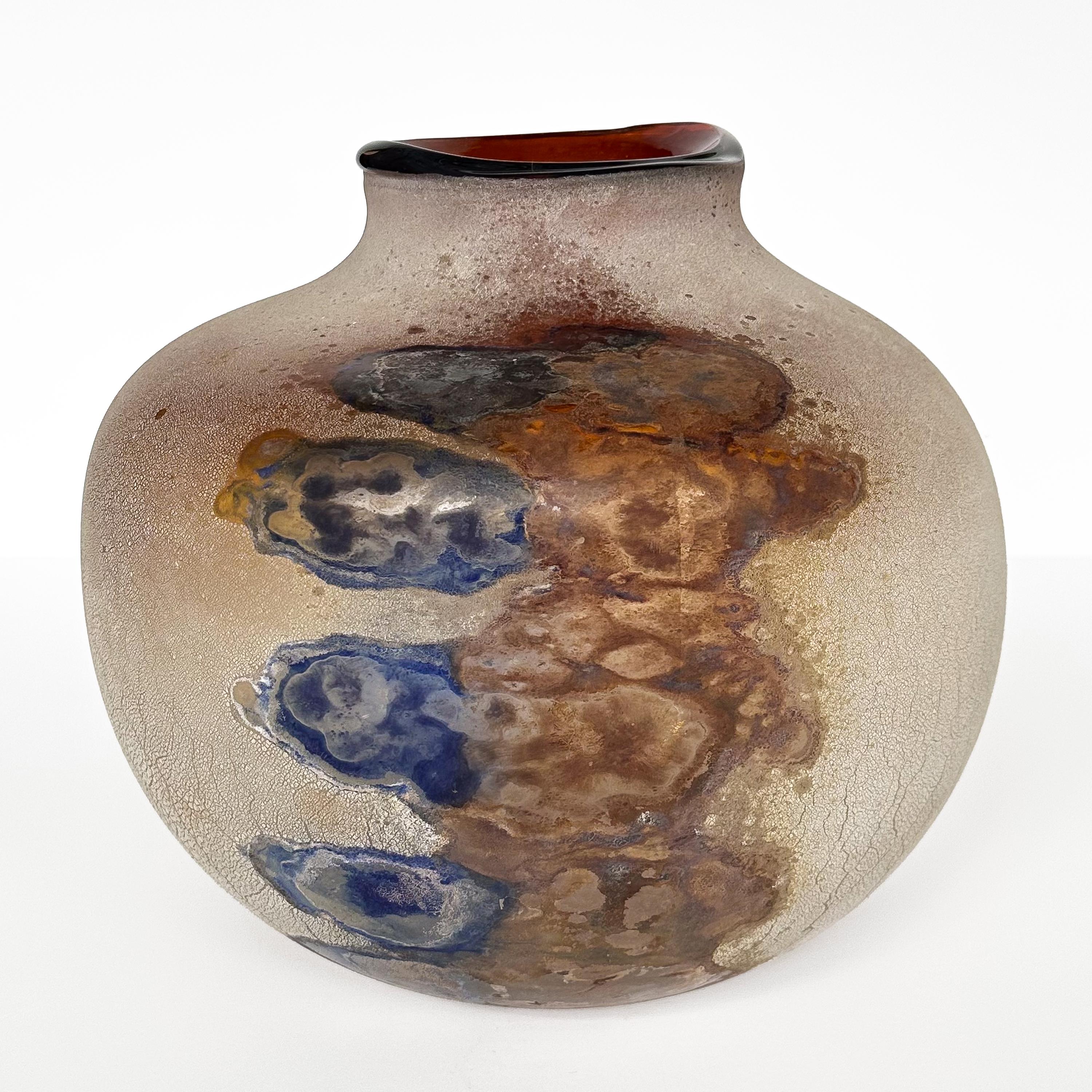 Rare Alfredo Barbini Large Scavo Murano Glass Vase at 1stDibs