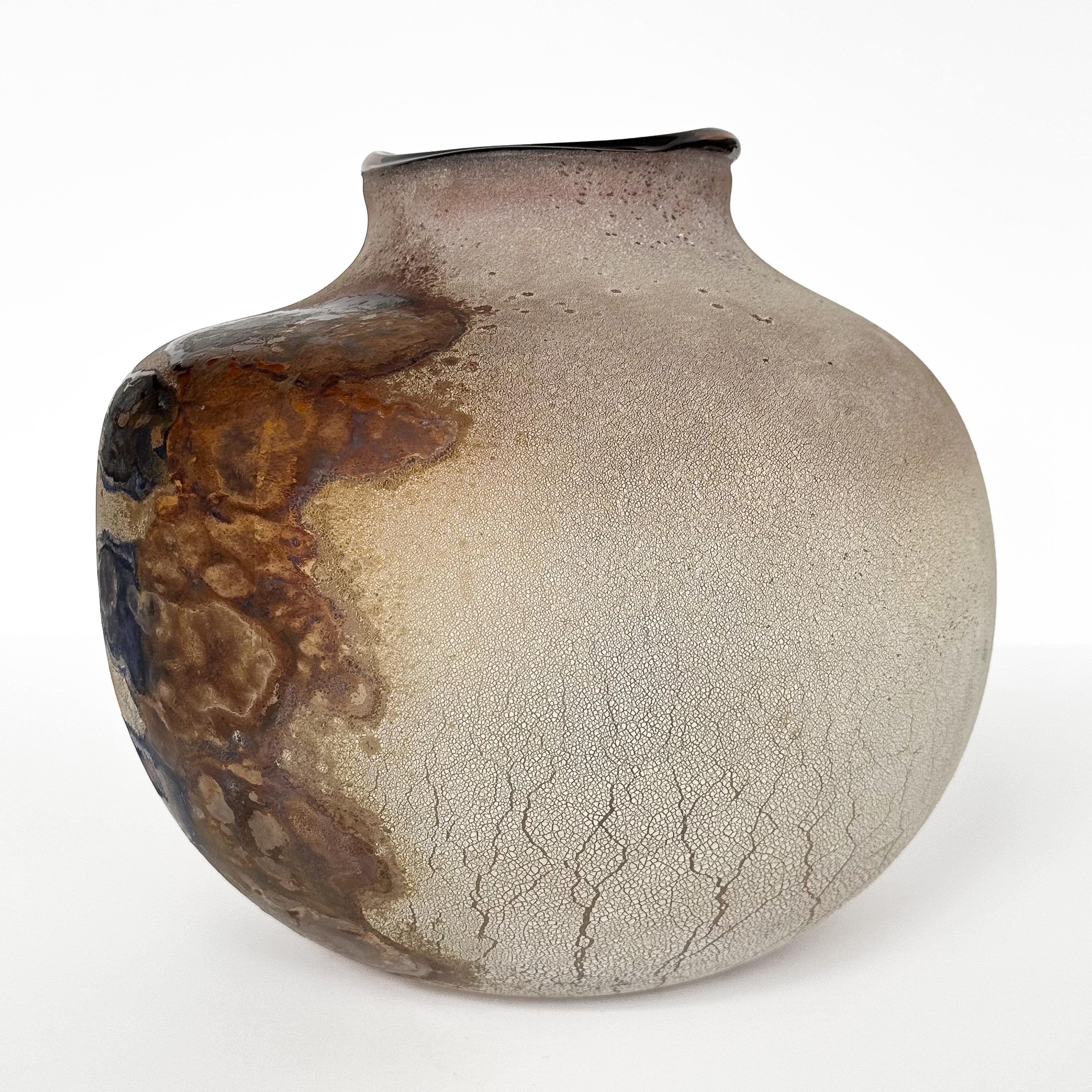 Rare Alfredo Barbini Large Scavo Murano Glass Vase at 1stDibs