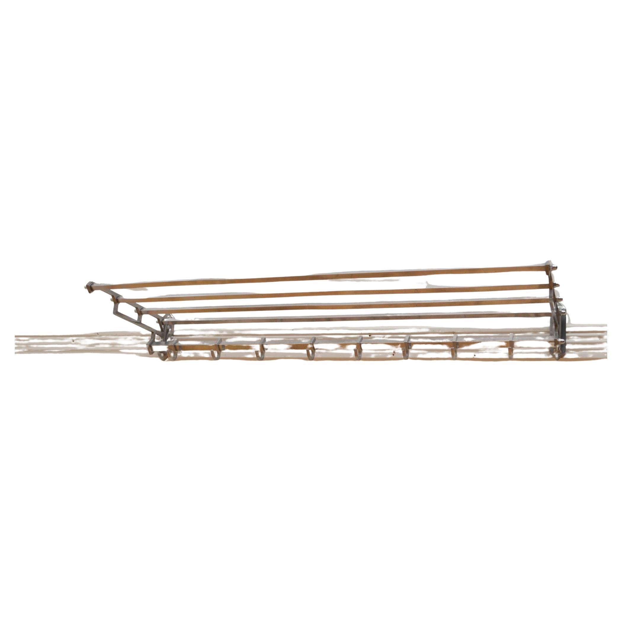 Rare Aluminium Coat Rack with Shelf For Sale at 1stDibs