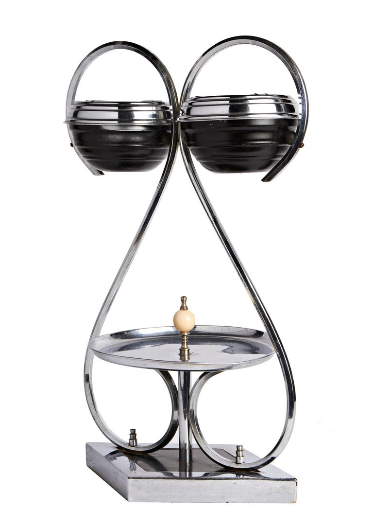 Rare and Amazing Canadian Chrome and Black Smoker's Twin Ashtray Table ...