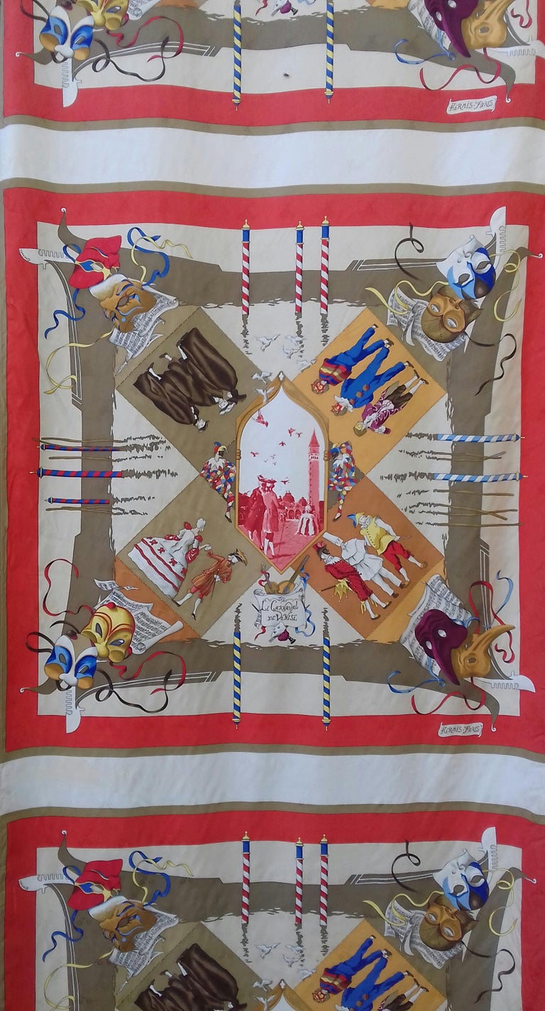 Rare Amazing Hermès Banner of 3 Carnaval de Venise Silk Scarves 130 ...