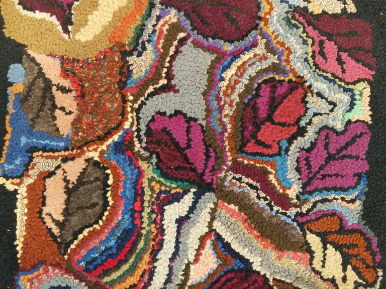 Rare Antique American Hooked Narrow Runner Rug For Sale at 1stDibs ...