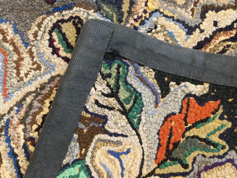 Rare Antique American Hooked Narrow Runner Rug For Sale at 1stDibs ...