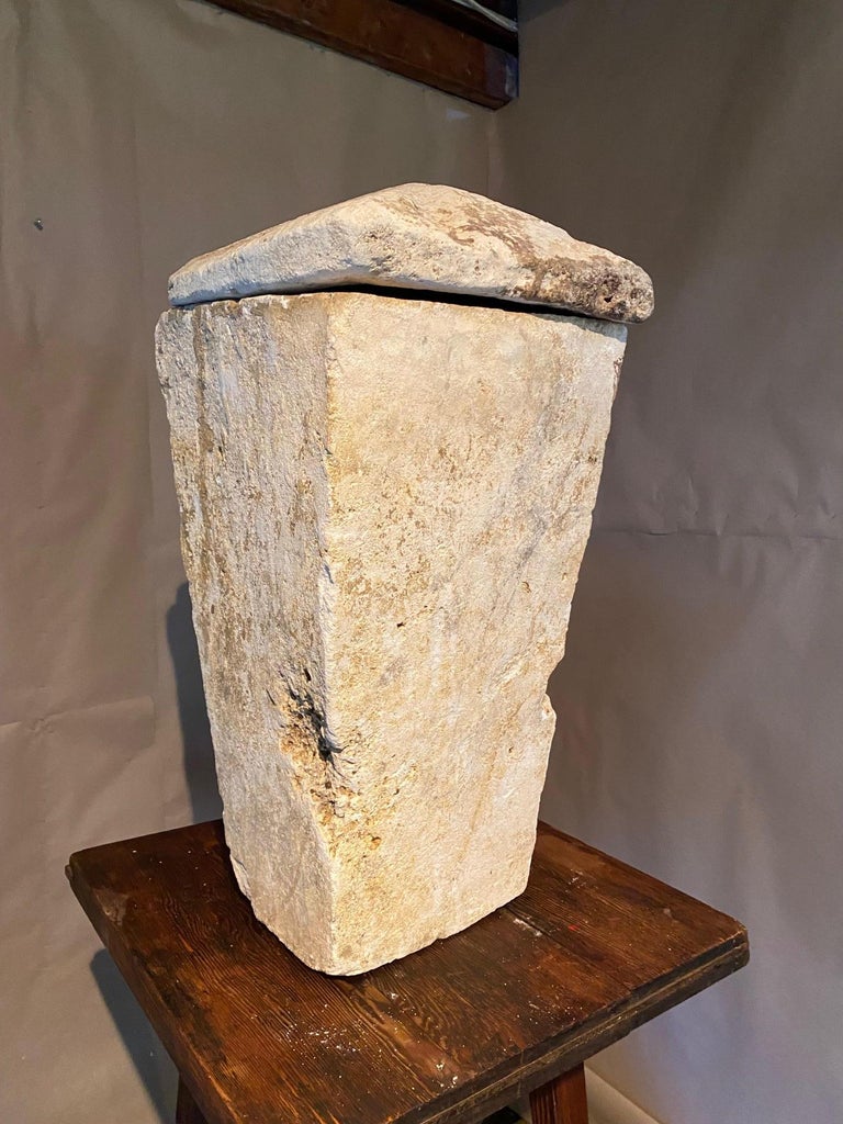 Rare Ancient Greek Limestone Lidded Vessel For Sale at 1stDibs