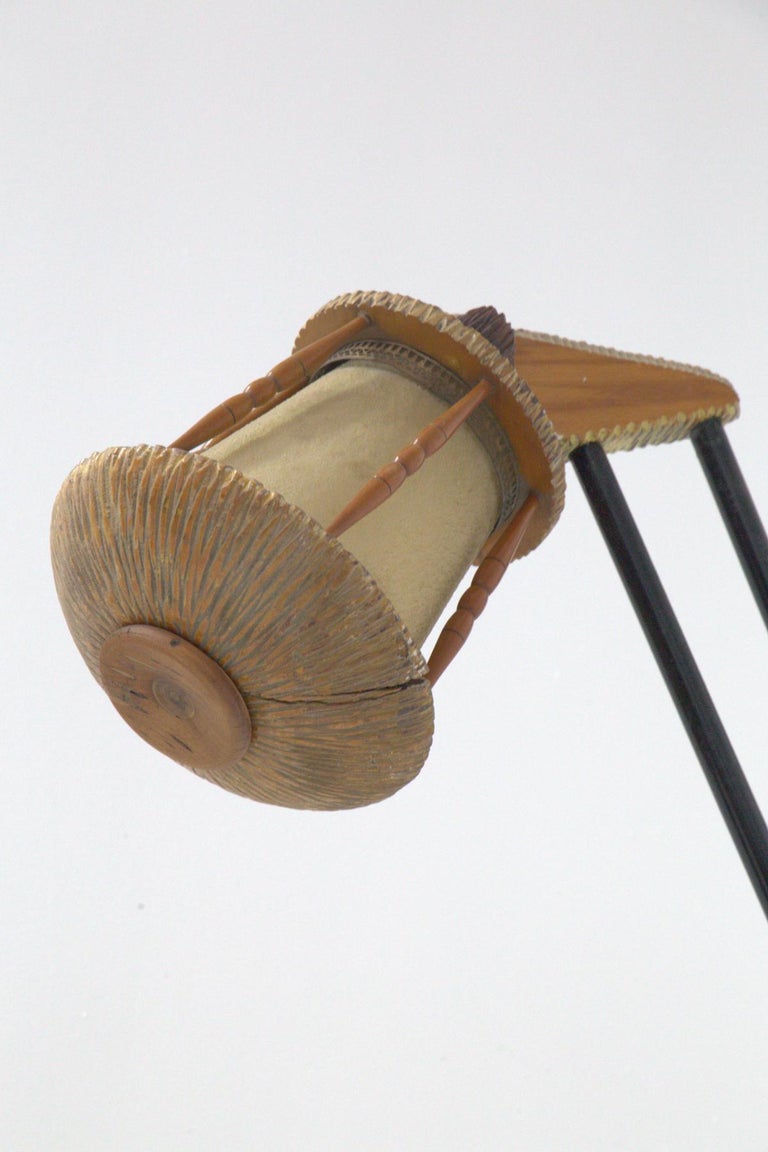 Rare and Eccentric Carved Wood Floor Lamp by Aldo Tura For Sale at 1stDibs