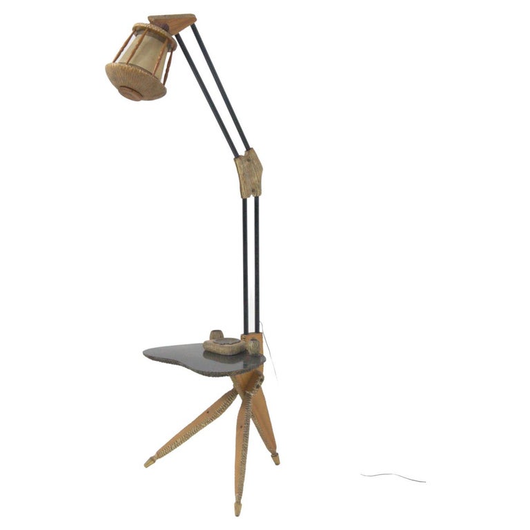 Rare and Eccentric Carved Wood Floor Lamp by Aldo Tura For Sale at 1stDibs