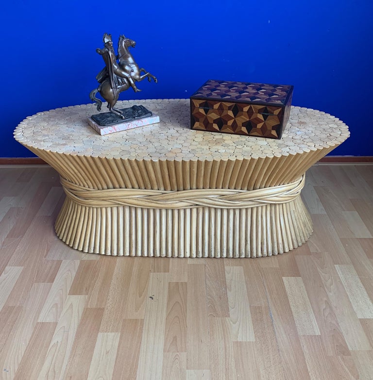 Rare and Great Looking Vintage McGuire Sheaf of Wheat Rattan Wood ...