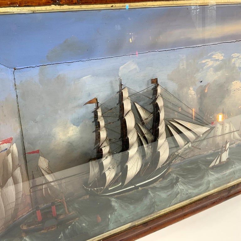 Rare and Important English Shadow Box Model of a Full-Rigged Ship For ...