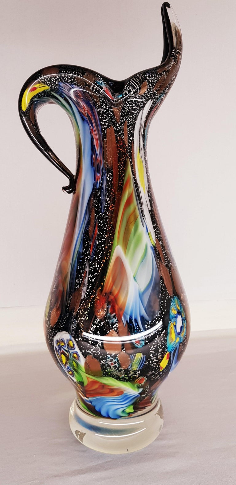 Unique and Large Murano Glass Murrine Vase by Eugenio Ferro with Silver ...