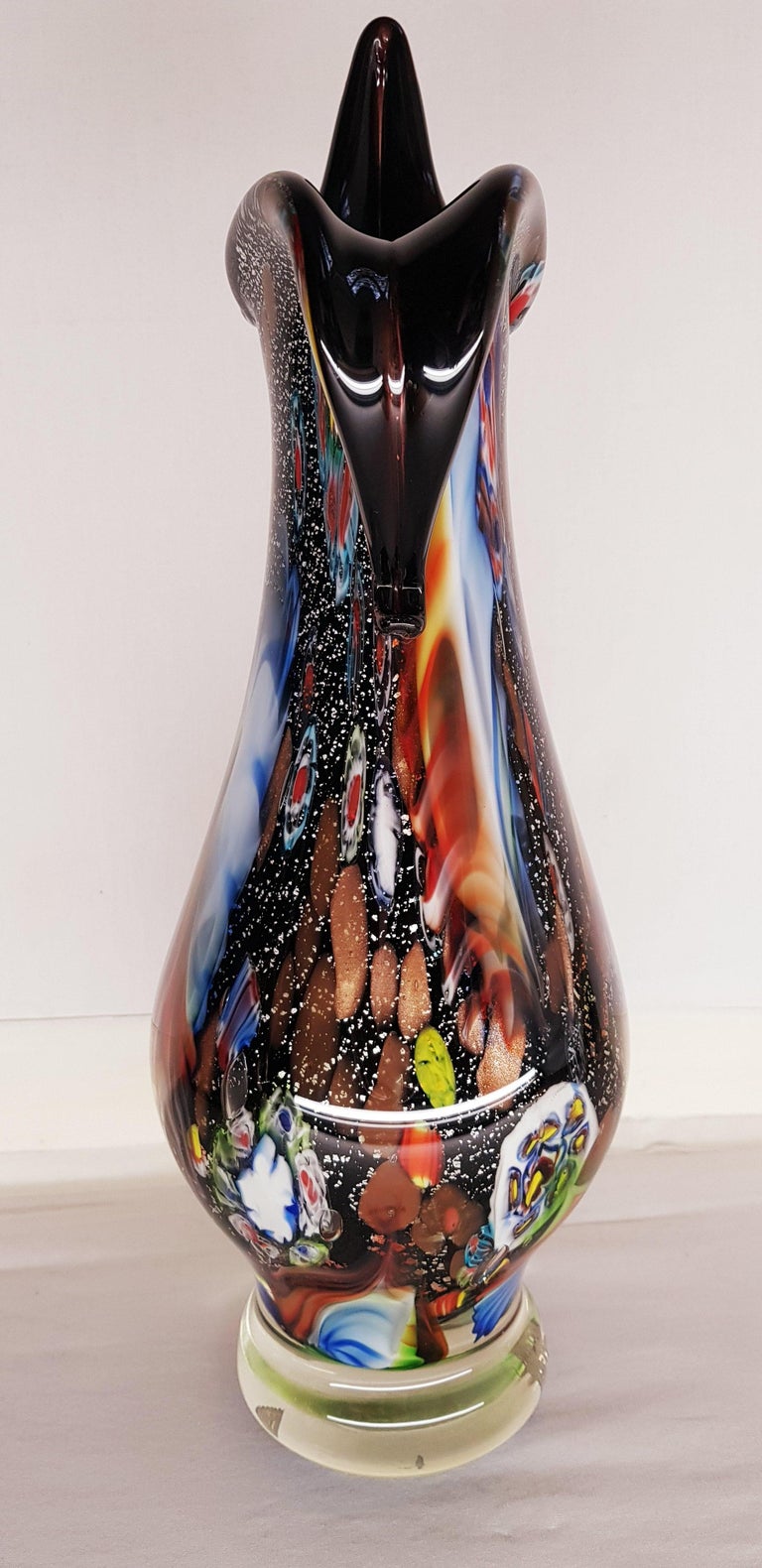 Unique and Large Murano Glass Murrine Vase by Eugenio Ferro with Silver ...