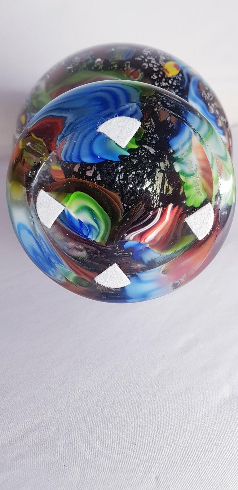 Unique and Large Murano Glass Murrine Vase by Eugenio Ferro with Silver ...