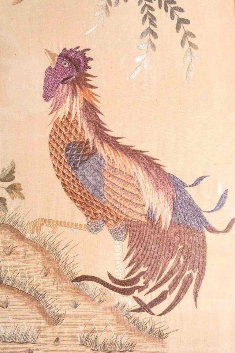 Rare and Old Large Polychrome Embroidered Silk Panel, China, XIXth ...