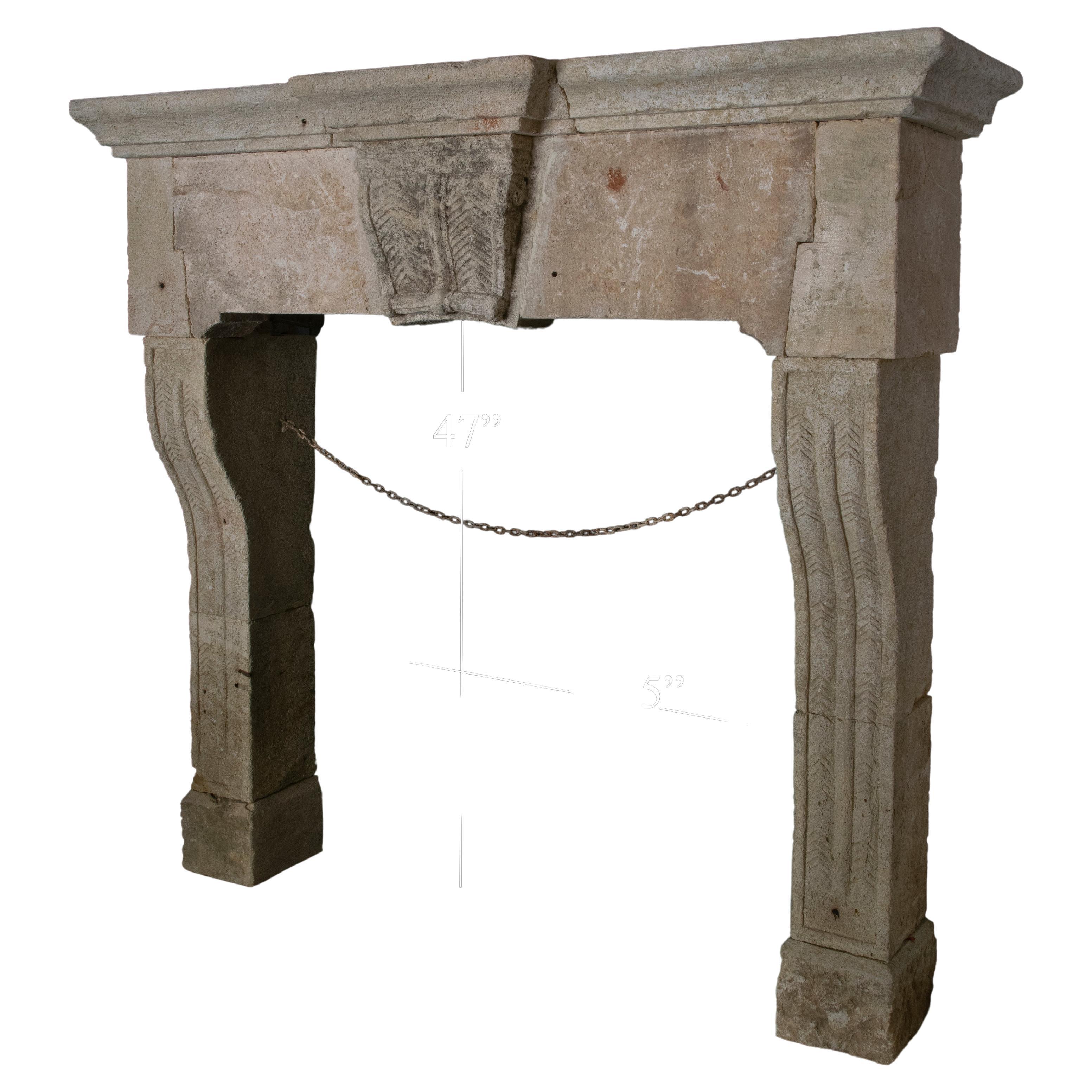Old Antique Reclaimed Large Stone Fireplace Mantel with Trumeau ...