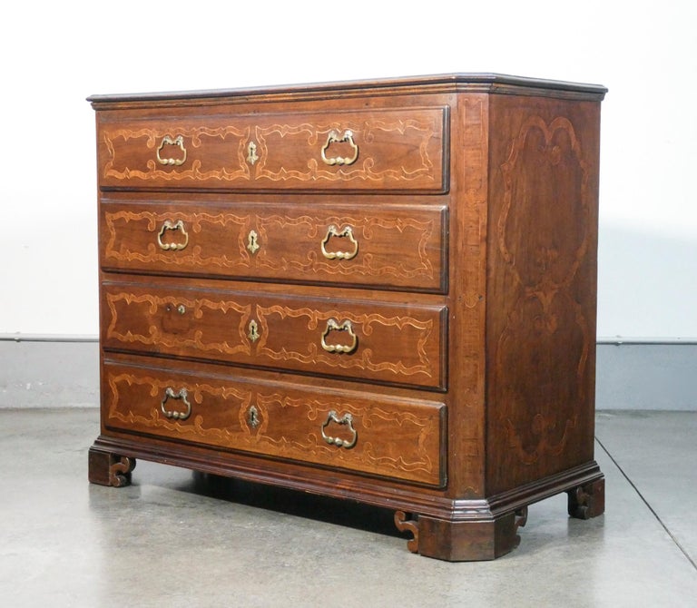 Rare and Original Piedmontese Chest of Drawers, Inlaid Walnut, Italy ...