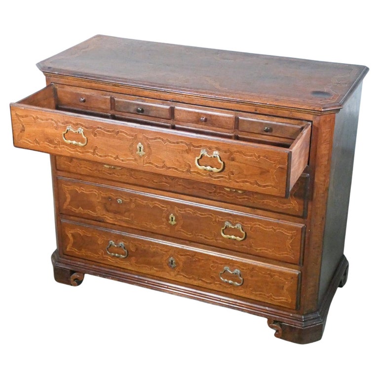 Rare and Original Piedmontese Chest of Drawers, Inlaid Walnut, Italy ...