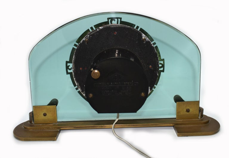 Rare and Stunning Bem Ltd Art Deco Glass, Brass Electric Mantle Clock ...
