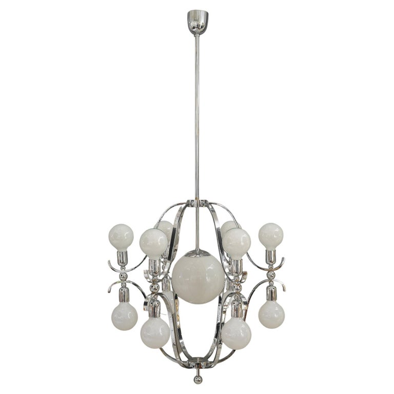 Rare and Very Big Chrome Chandelier Vienna Around 1920s For Sale at 1stDibs