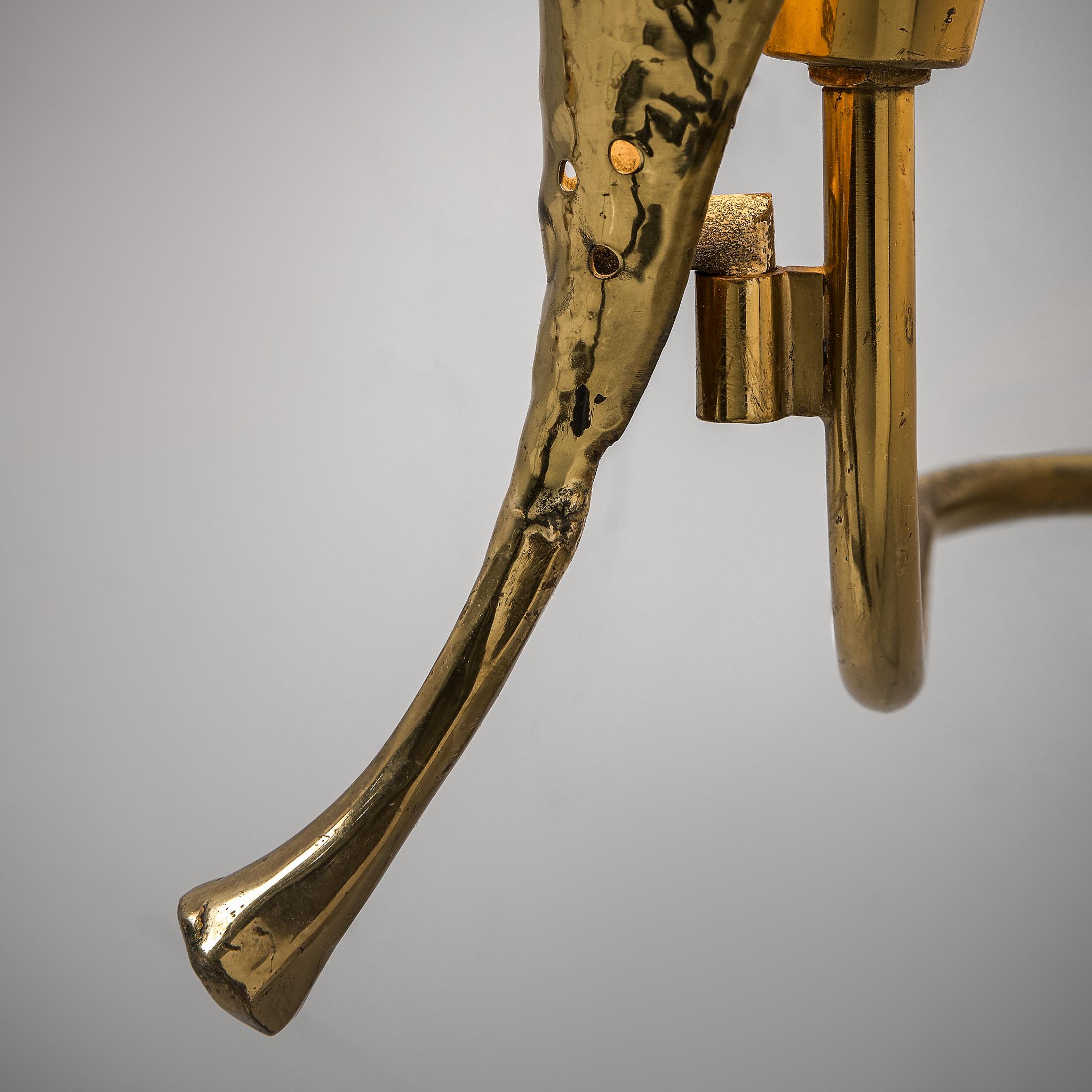 Rare Angelo Lelii ‘Leaf’ Wall Lamps in Hammered Brass at 1stDibs