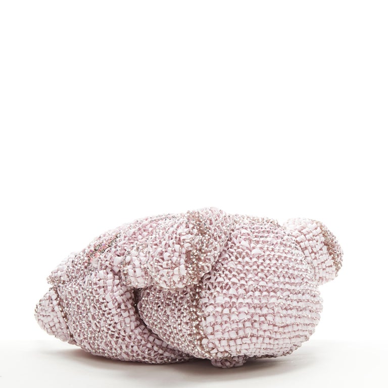 rare ANTEPRIMA HELLO KITTY pink crystal bow silk ribbon Signature wire ...