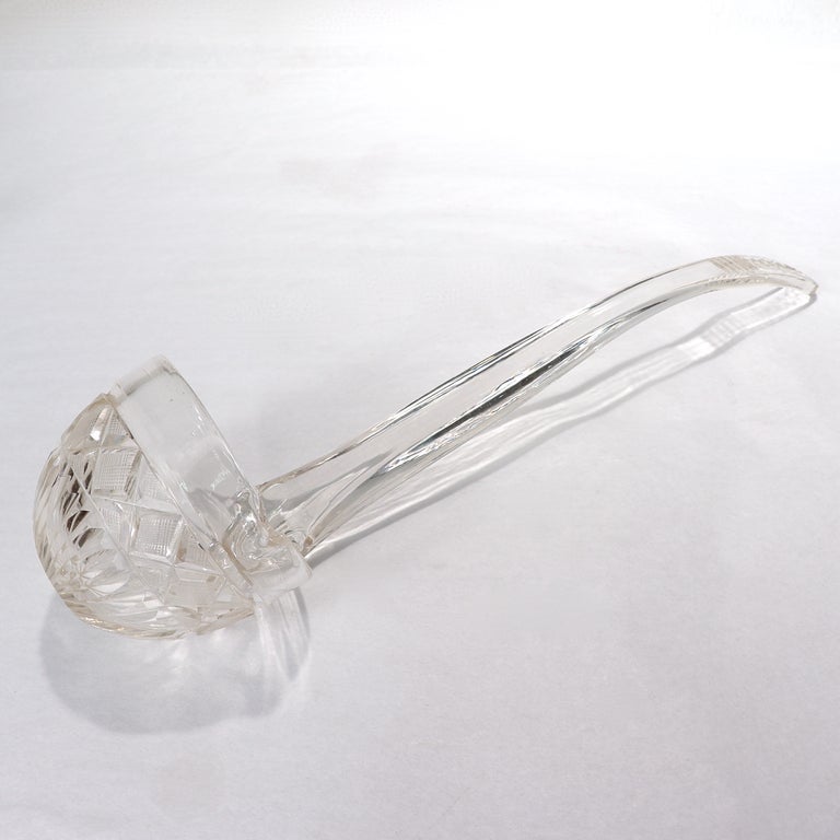 Rare Antique 19th Century Cut Glass Punch Ladle For Sale at 1stDibs