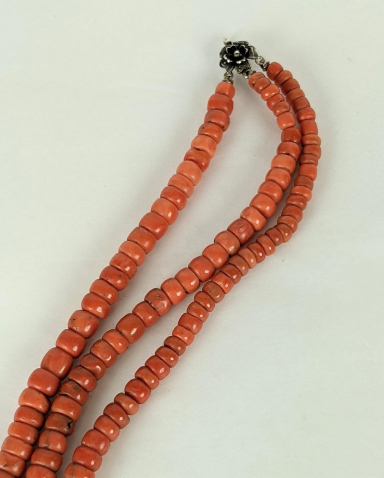 Rare Antique 3 Strand Coral Beads For Sale at 1stDibs