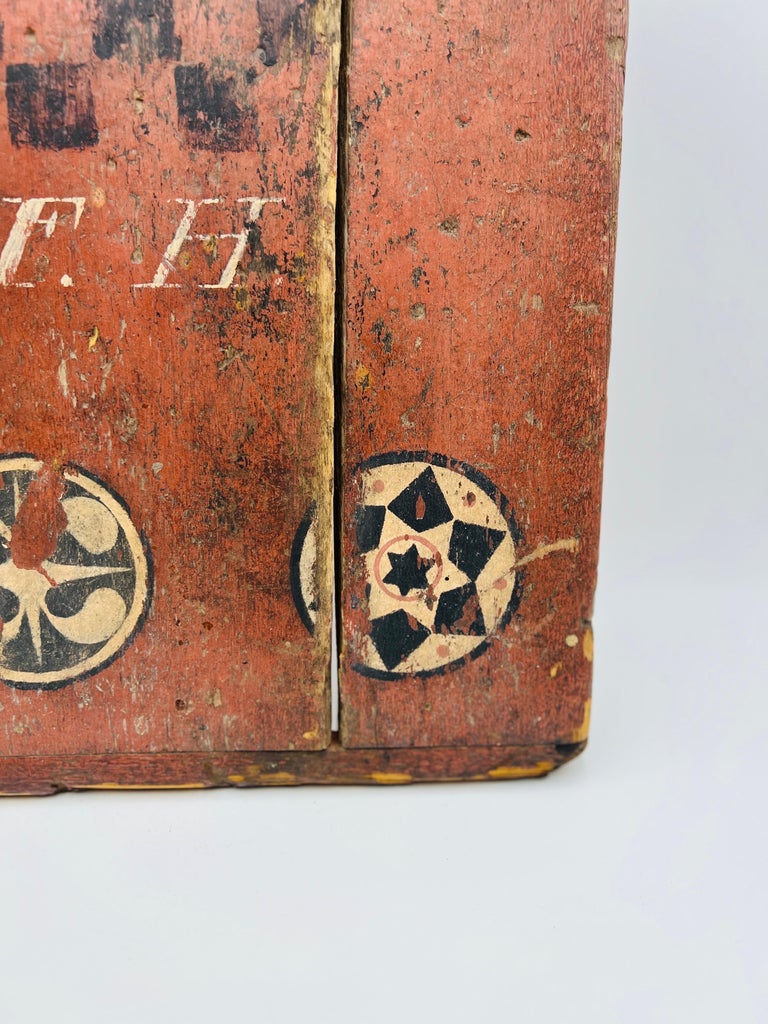 Rare Antique American Folk Art Primitive 1814 Checkers Game Board For ...