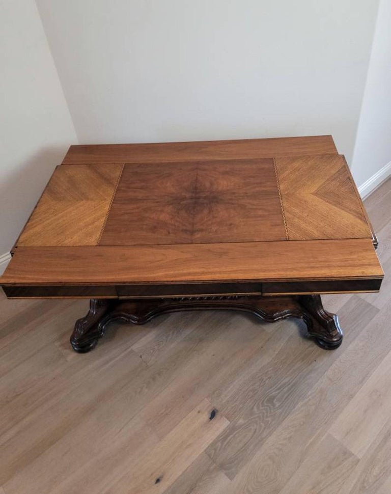 Rare Antique American Renaissance Extension Library Table, Signed For ...